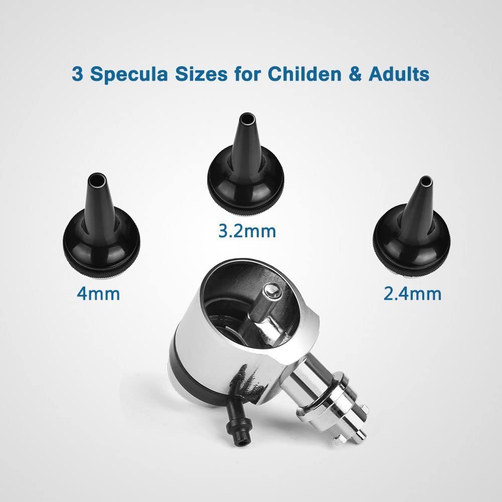 Otoscope Kit- Professional Diagnostic Ear Examination Otoscope Tool with 2 Halogen Lamps, 3 Different Size Ear Speculums for Children, Adults, Doctors, Veterinary, Even Pets