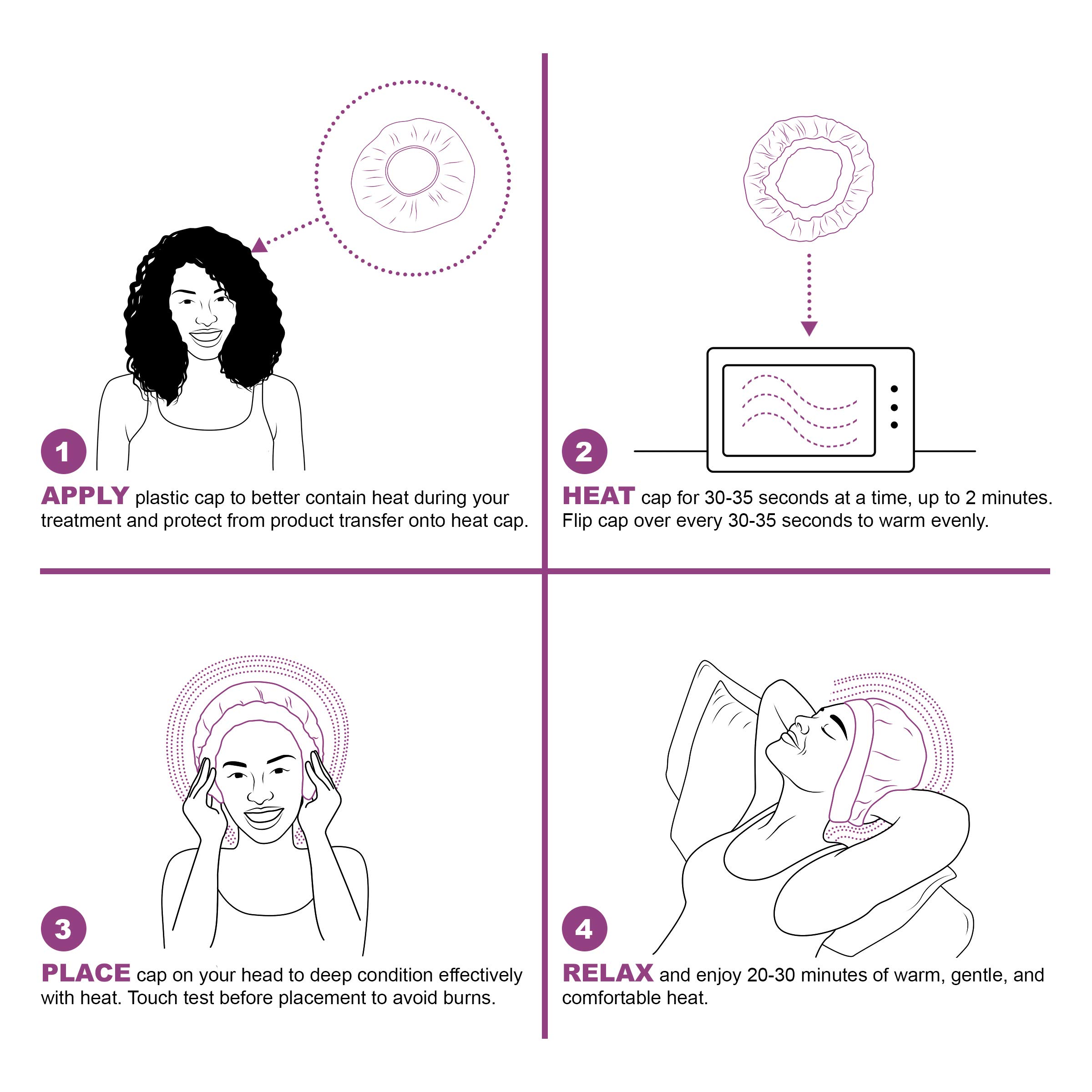 Glow by Daye Cordless Deep Conditioning Thermal Heat Cap, Microwavable Heat Therapy for Hair, Portable, Reversible Pink Punch