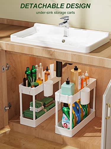 LEHOM 5.1" Slim Storage Cart - 4 Tiers Bathroom Organizer Mobile Shelving Unit Storage Rolling Utility Cart Slide Out Organizer for Kitchen Bathroom Laundry Narrow Places, White