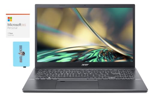 acer Aspire 5 A515-57 Home & Business Laptop (Intel i7-1255U 10-Core, 32GB RAM, 256GB PCIe SSD, Intel Iris Xe, 15.6" 60 Hz Win 10 Home) with MS 365 Personal, Dockztorm Hub