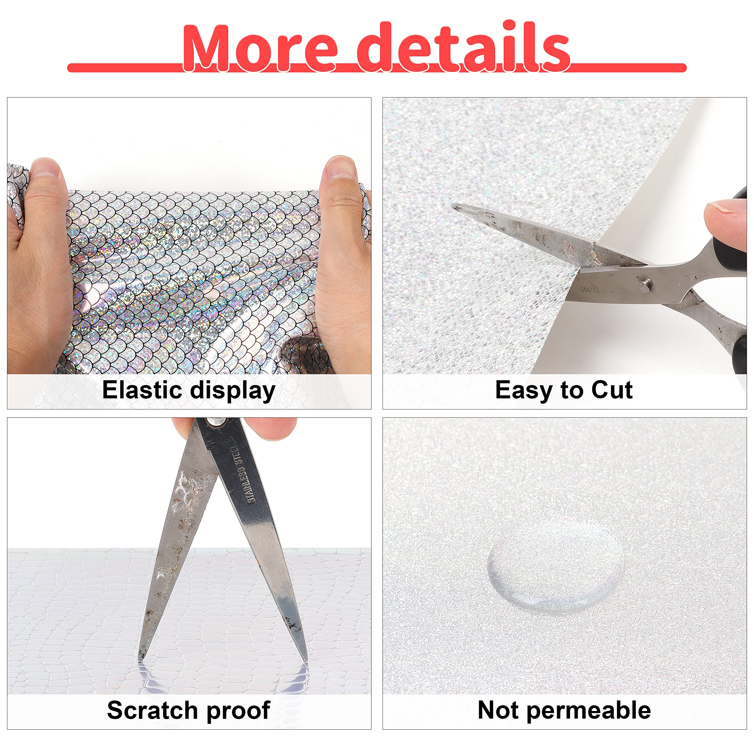 7Pcs 8x12Inch PU Silver Faux Leather Sheets for Crafts