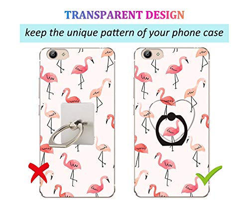 lenoup Transparent Heart Cell Phone Ring Holder Kickstand,360 Rotation Clear Heart Cell Phone Finger Ring Grip Stand for Phones,Pad