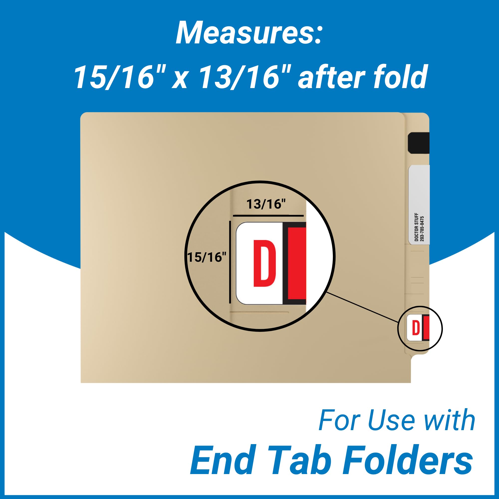 Doctor Stuff - File Folder Labels, Alphabet Letter D, Ringbook Sheets, POS 3400 - POAM Series Compatible Alpha Stickers, Red, 15/16" x 1-5/8", 240 Labels per Pack
