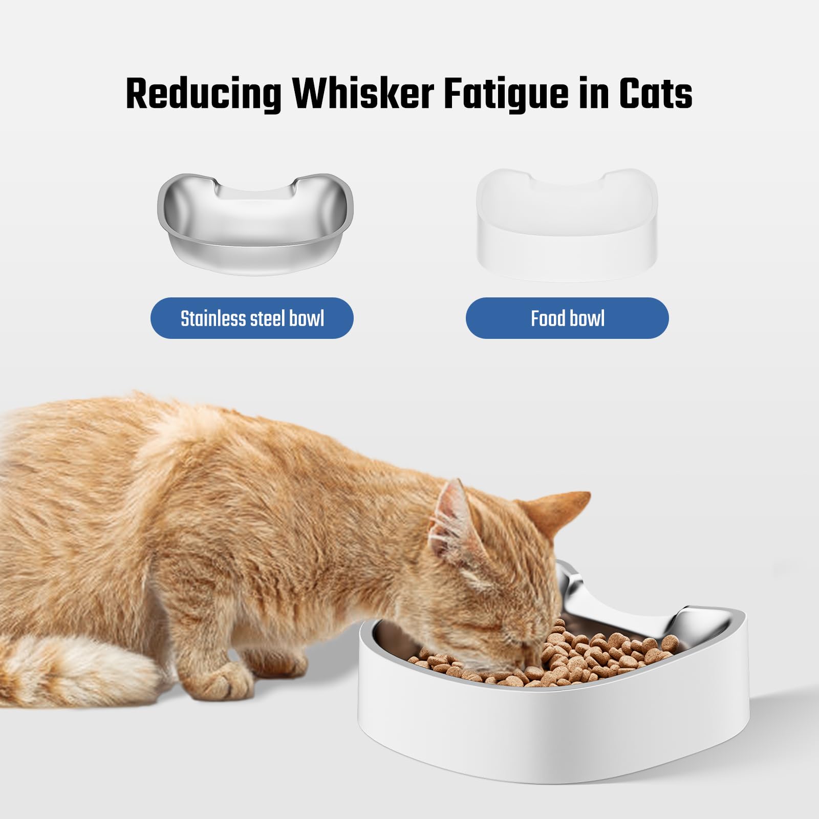 IMIPAW Stainless Steel Cat Bowls: Suitable for Automatic Pet Feeder Cat Whisker Fatigue Relief Friendly Shape and Easy to Clean