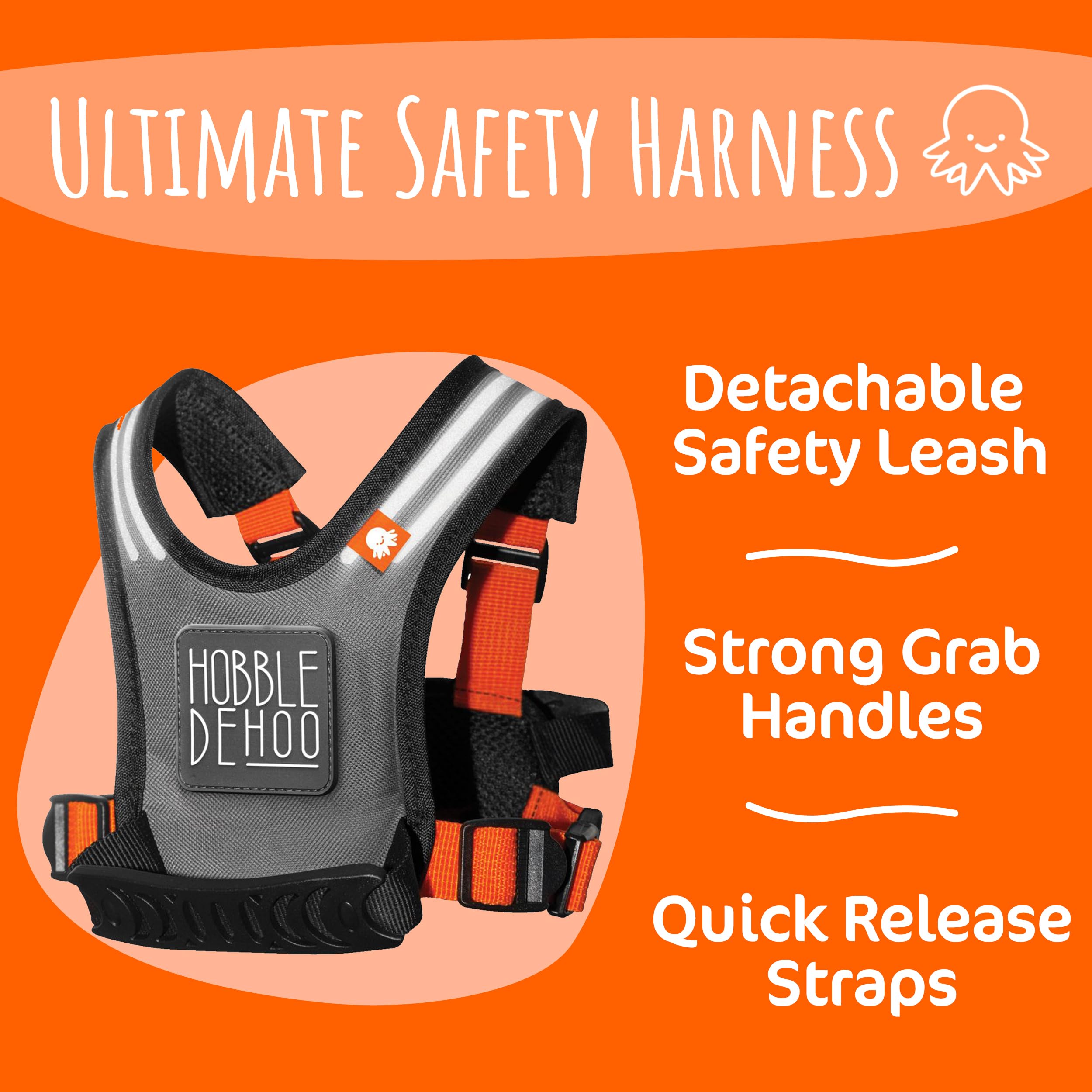 Hobbledehoo Active Child Harness, Safety Harness For Kids & Toddlers Aged 2-7 Years, Child Harness For Walking & Supporting SEN and Special Needs (Orange Harness with Leash)