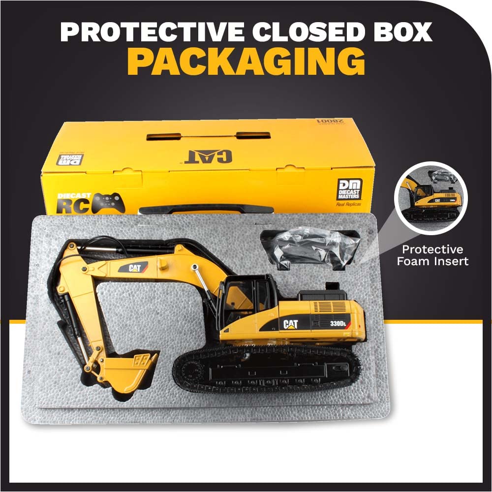 Diecast Masters RC Truck Cat 330D L Hydraulic Excavator | Fully Functional Radio Control Excavator Truck | 1:20 Scale Model Remote Control Truck, RC Caterpillar Trucks | CAT Yellow Diecast Model 28001