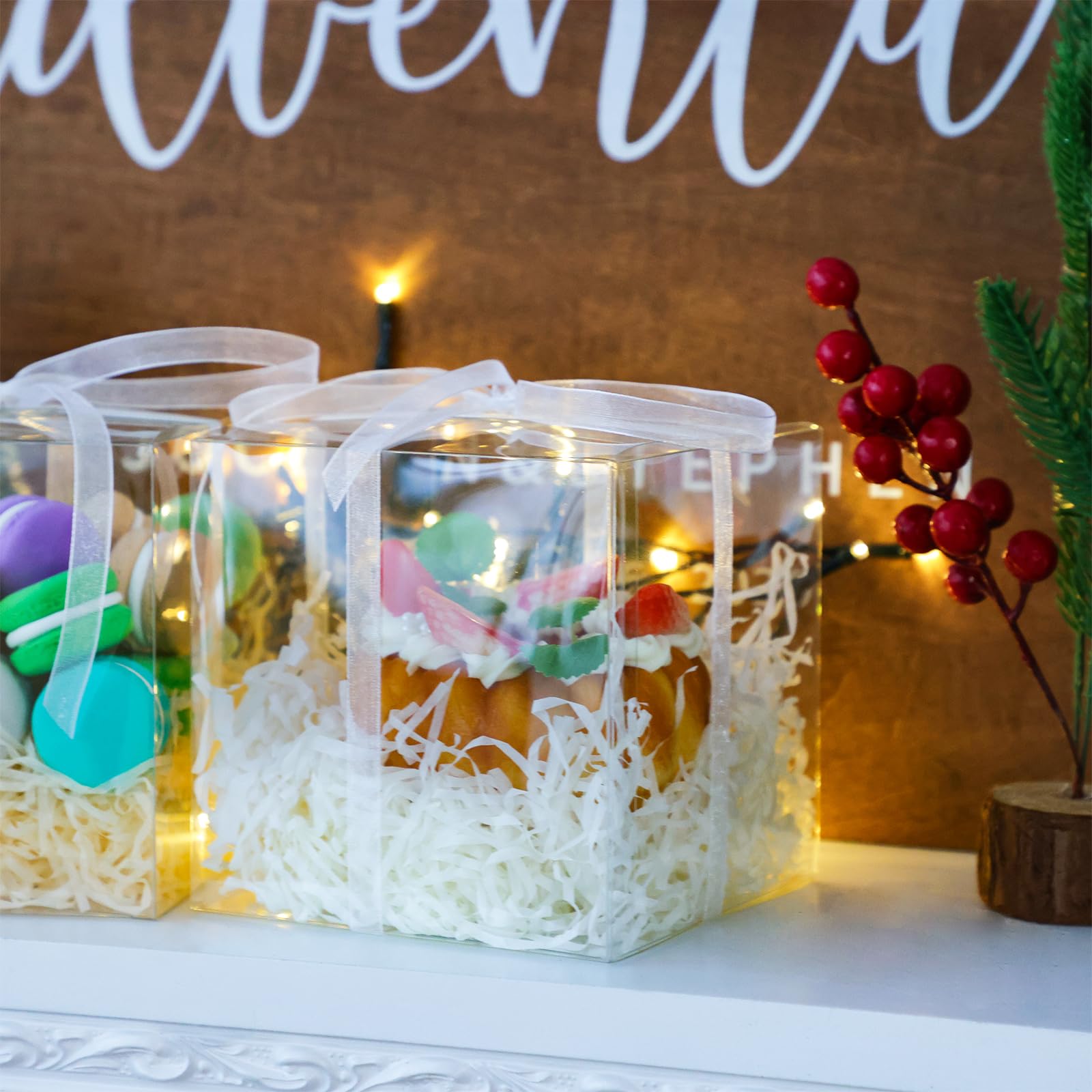 Moretoes 45pcs Clear Boxes, 5x5x5 Inches Clear Gift Boxes for Favors, PET Clear Plastic Small Gift Boxes with Lids