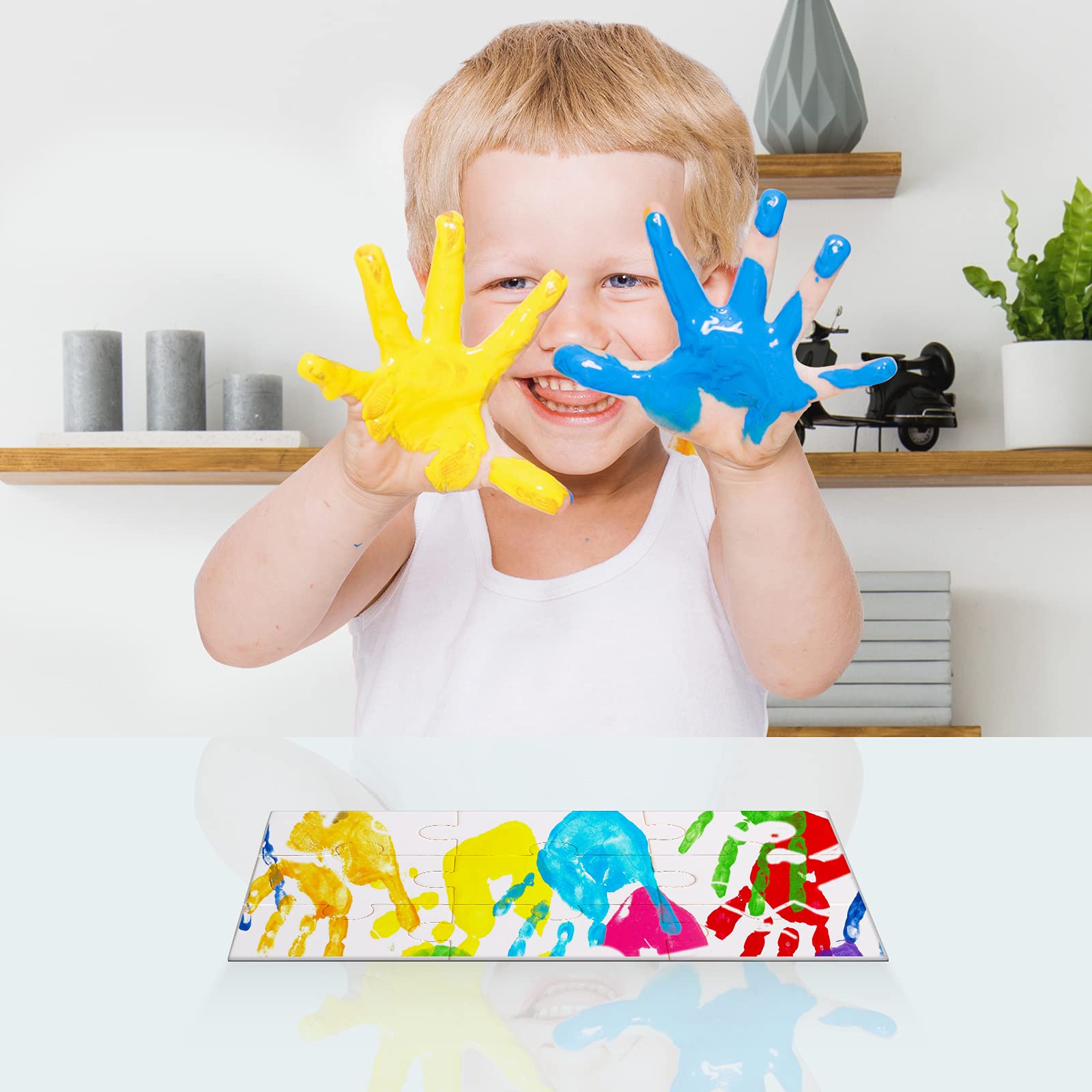Christmas Blank Jigsaw Puzzle 9 Pieces 1.7 x 1.18 Inch White Blank Puzzle Rectangle Decorating Puzzle for Decorating Boys and Girls Art Activity, Wedding Birthday Party, 5.12 x 3.54 Inches