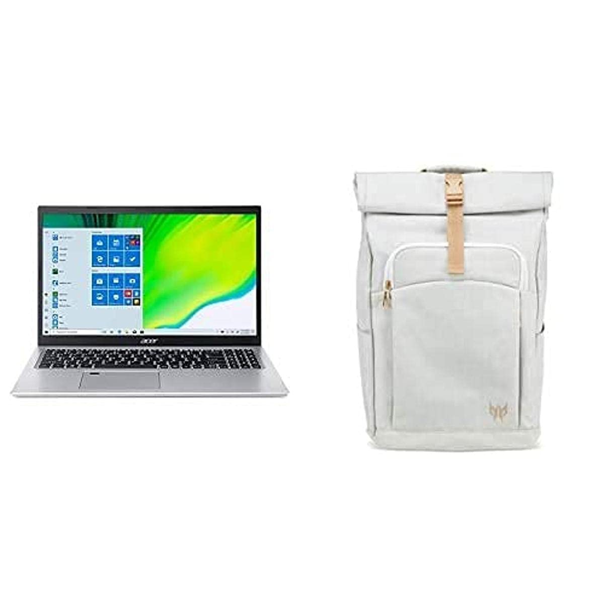 Acer Aspire 5 Slim Laptop A515-56-50RS, 15.6" Full HD IPS Display, 11th Gen Intel Core i5-1135G7, Intel Iris Xe Graphics, 8GB DDR4, 256GB NVMe SSD with Predator Rolltop Jr. Smoky White Backpack