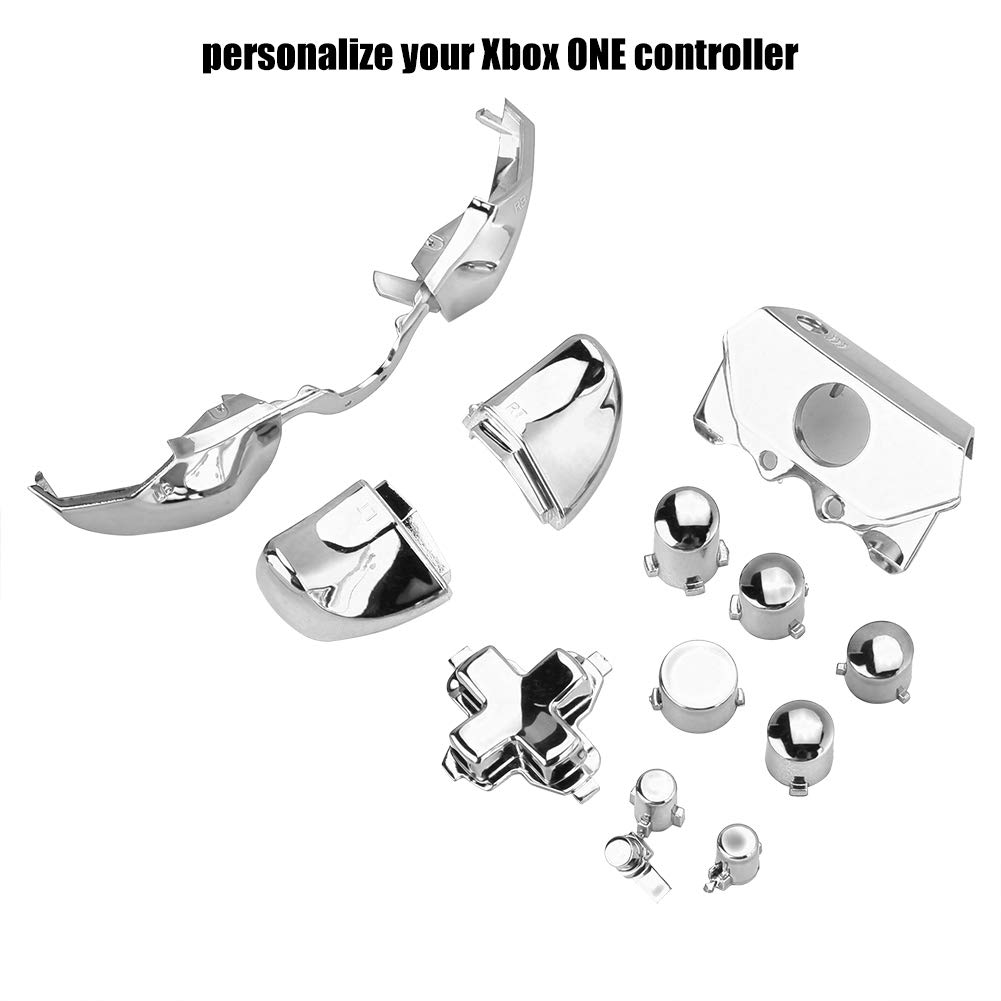 Colorful Buttons Set for One Controller, Game LB RB LT RT Screwdriver Kit Replacement Part Tool(Silver)