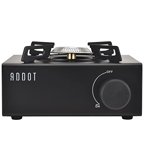 ADDOT Portable Butane Stove - Compact Single Gas Burner for Camping, Backpacking, and Travel - Piezo Electric Ignition - Includes Carrying Case (Black)