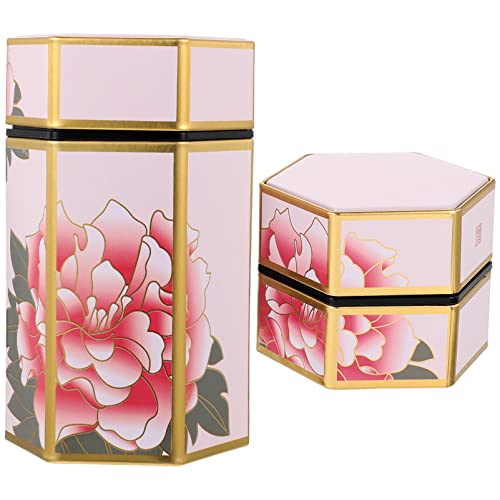 BESTonZON Christmas Cookie Jars 2 Pcs Metal Food Storage Tin Canister Vintage Cookie Jar with Lid Candy Tea Container Snack Food Storage Jar for Home Kitchen Cookie Tins