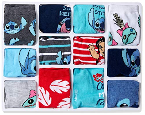 Lilo & Stitch girls Lilo Stitch 12 Days of Advent Box Socks, Assorted Blue, 9 11 US