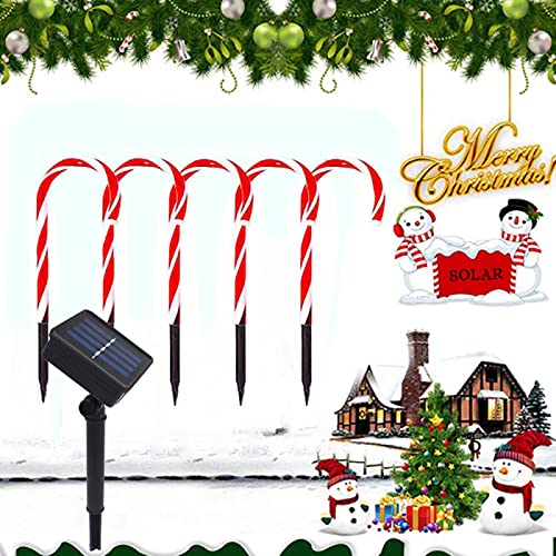 Christmas Candy Cane Lights,Solar Christmas Cane Light, Set 1 for 5 Waterproof Christmas Plug-in Lamp, LED Home Garden Courtyard Lawn Decoration Lights