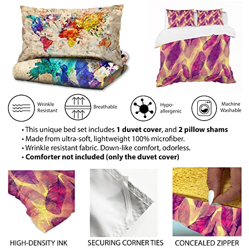DESIGN ART Designart 'White and Red Roses On Mustard Background' Traditional Duvet Cover Set King