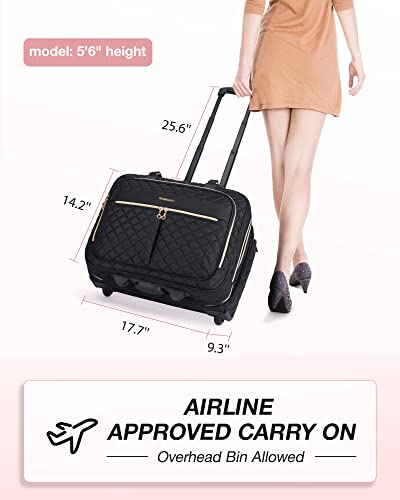 BAGSMART Rolling Laptop Bag Women, Rolling Briefcase for Women, 17.3 Inch with Wheels Computer Bag Rolling Laptop Case for Work Travel Business