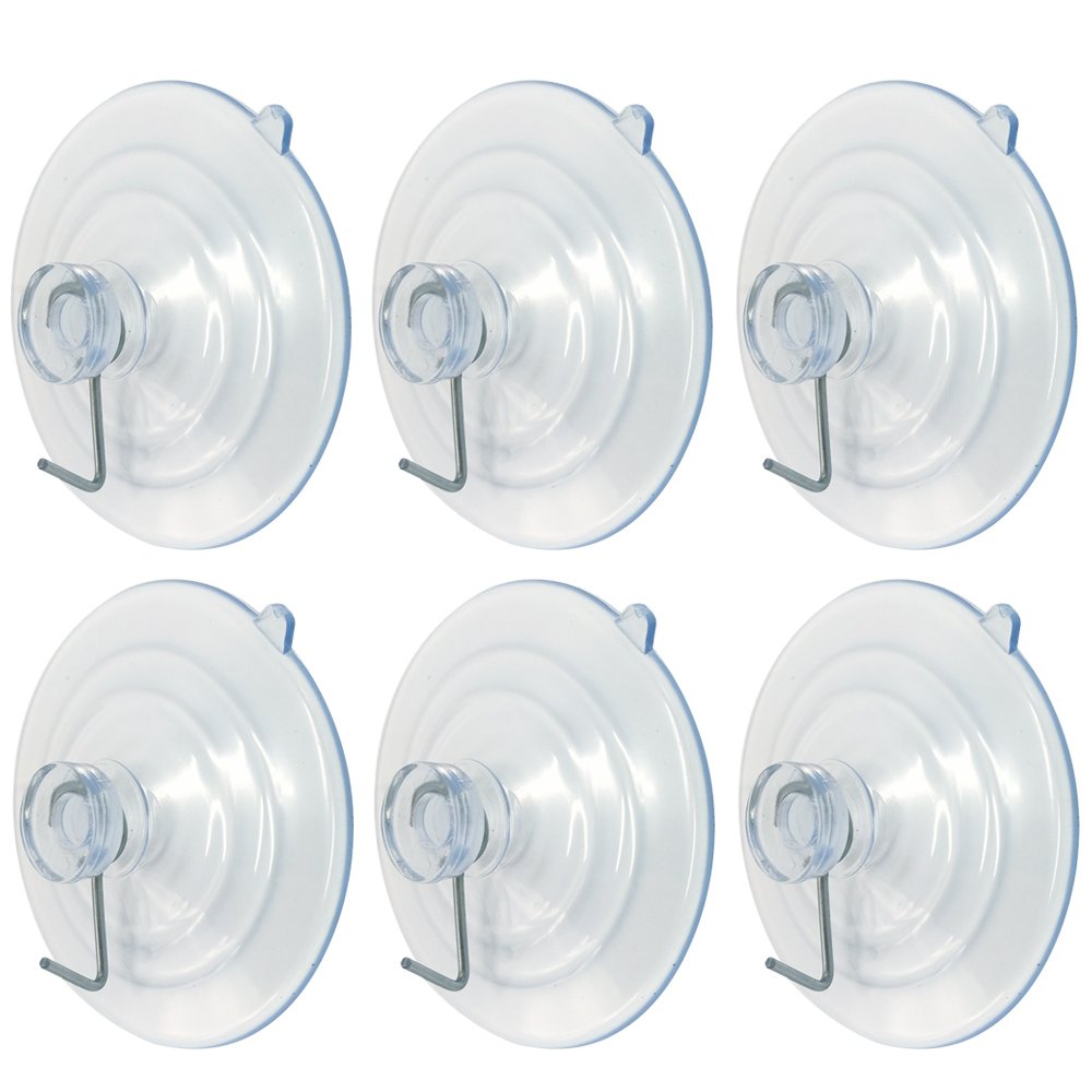 Alamic Suction Cup Hooks 2 1/2" Ultra Strong Large Suction Cup Wall Hooks Hangers, All Purpose - (6 Pack)