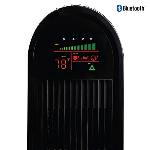 Ozeri 360 Oscillation Tower Fan with Bluetooth and Micro-Blade Noise Reduction Technology, Black