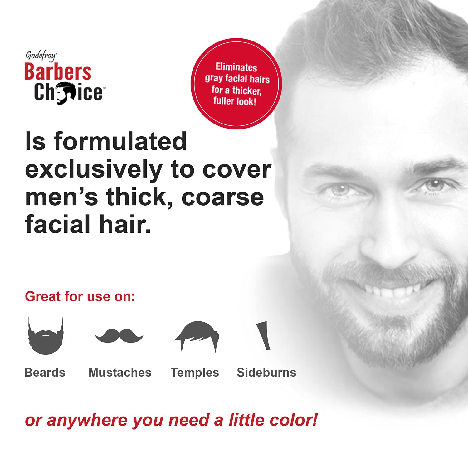 Godefroy Barbers Choice 3 Application Beard and Mustache Dye For Men, 6 weeks of Cover For Gray Facial Hair, Light Medium Brown