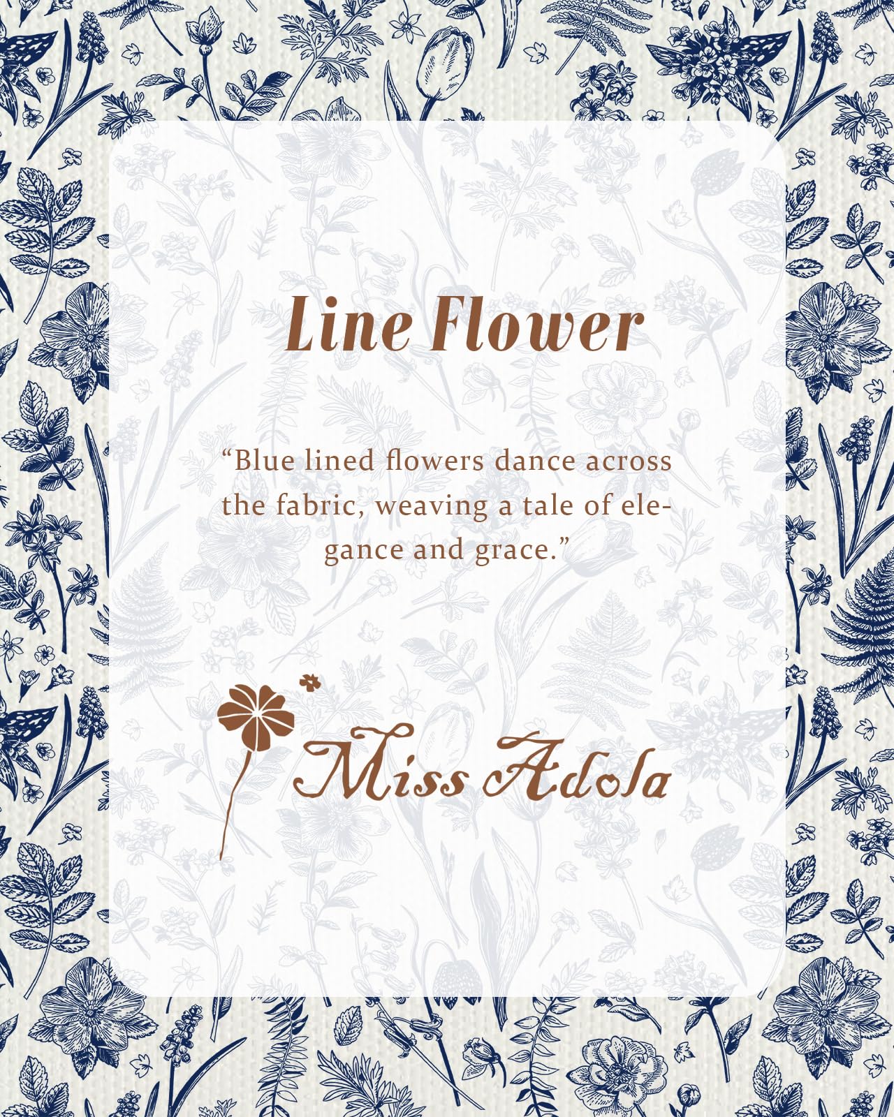 Miss Adola Aesthetic Canvas Tote Bag with Inner Pocket for Women, Cloth Cotton Totes Bag with Pattern for Shopping, Gym, Blue Line Flower