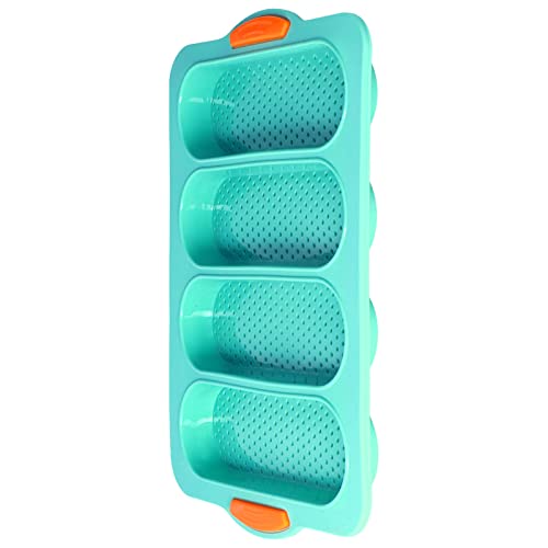 Baguette Mould, Insulated Handle Easy Demolding Soft Wearproof Bread Baking Pan for Kitchen(Green)