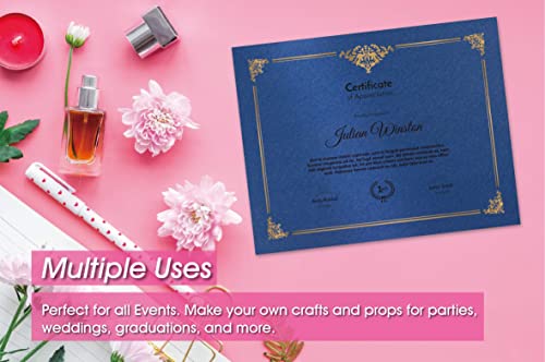Navy Blue Shimmer Paper - 100-Pack Metallic Cardstock Paper, 92 lb Cover, Double Sided, Printer Friendly - Perfect for Weddings, Birthdays, Craft Use, Letter Size Sheets, 8.5 x 11 Inches