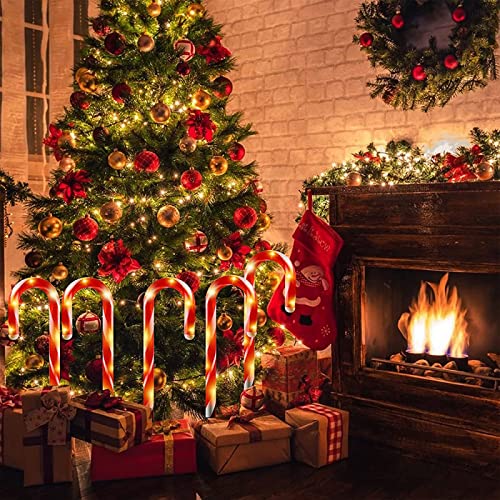 Christmas Candy Cane Lights,Christmas Decoration, Waterproof Solar Powered Garden Light, 5Pcs Lamp Christmas Lawn Candy Cane String Lights, Home for Outdoor Garden Decor