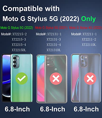 Dahkoiz for Motorola Moto G Stylus 5G (2022) Case with Screen Protector [Tempered Glass] and Dust-Proof Cap, Support Magnetic Car Mount, Full Body Silicone Rubber Cover Phone Case, Black