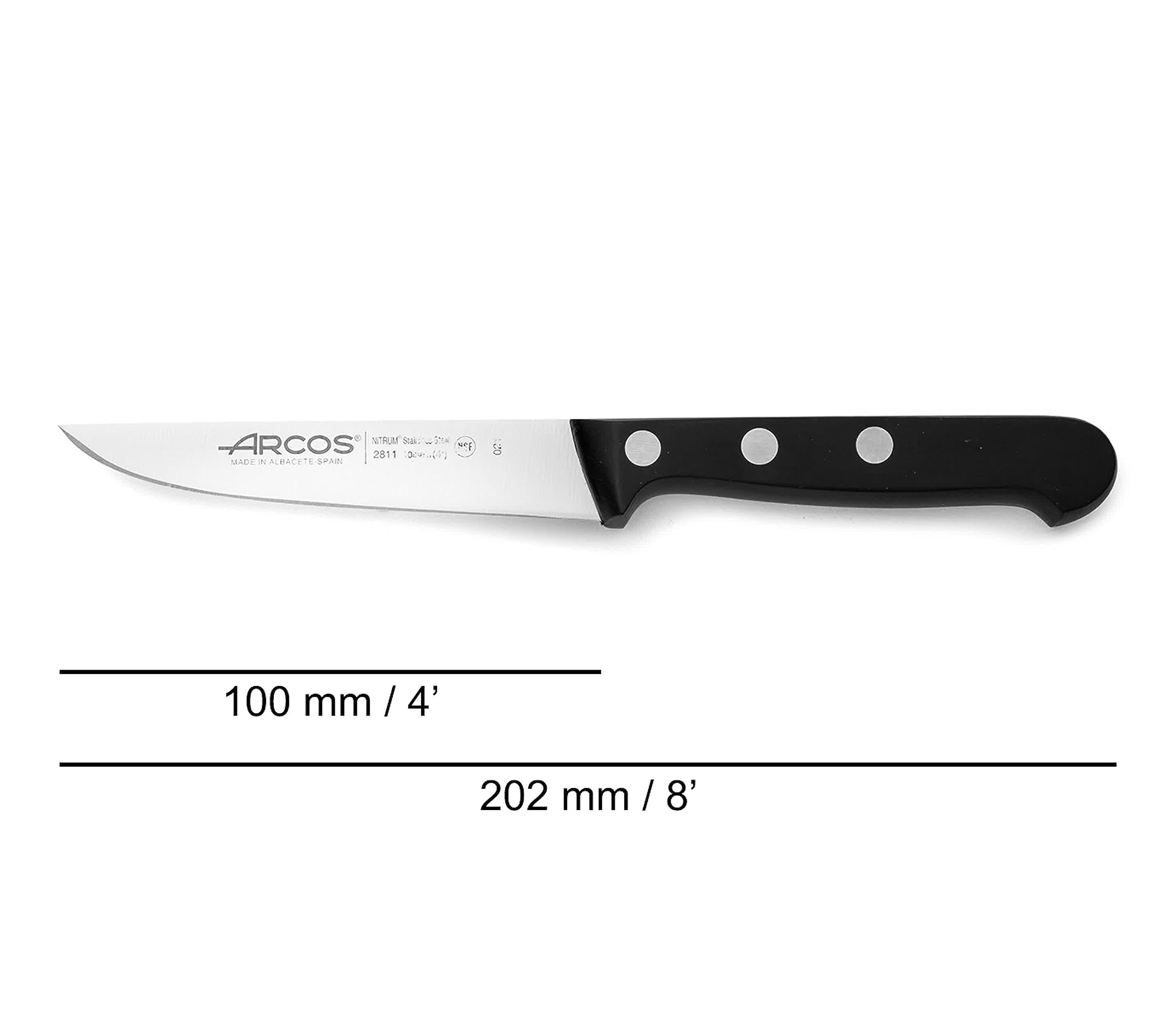 ARCOS Knife Set 2 pieces - Nitrum Stainless Steel and mm blade. 363 gr. Professional Kitchen Knife for Cooking. Ergonomic Polyoxymethylene POM Handle. Series Universal. Color Black