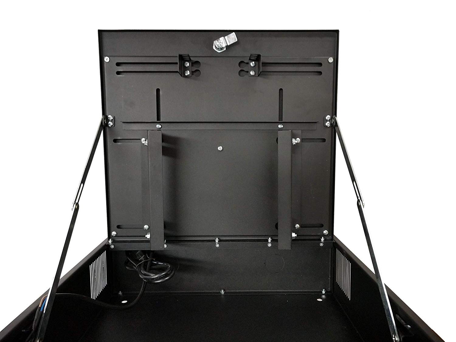 Kenuco Heavy Duty 16 Gauge Steel DVR Security Lockbox with Fan and Swing Open Top (18'' x 18'' x 5'' Black)