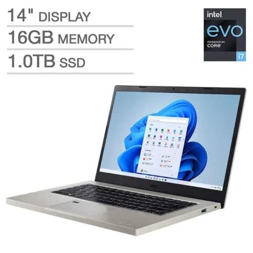 acer Aspire Vero 14" FHD LED-Backlit Laptop, Intel Core i7-1255U EVO 1.70GHz, 16GB RAM 1TB SSD, Windows 11 Home, Backlit Keyboard, Bluetooth, Finger Print Reader, 1080p Webcam, Gray + Accessories