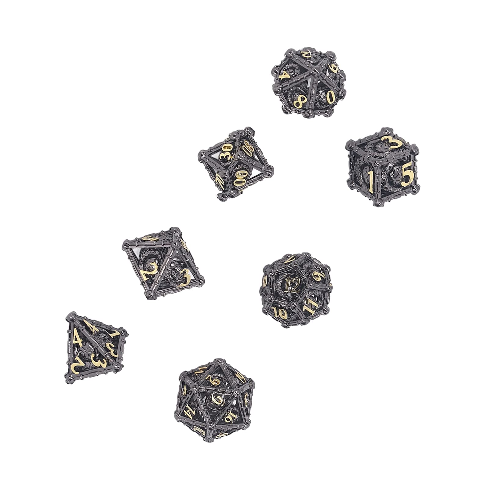 7pcs Polyhedral Dice Set,Durable Brass Metal Dice Set for Board Games Role Play