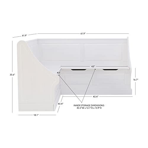 Linon Harris White Corner Breakfast Nook - Nook Only, Table is NOT included!