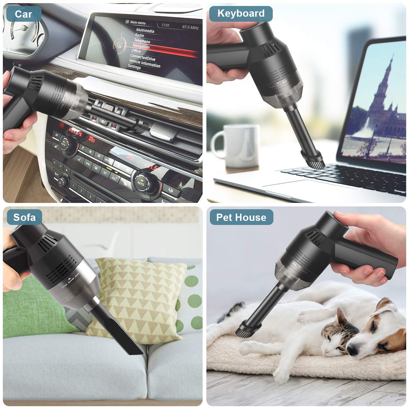 HONKYOB [Upgrade] Mini Vacuum Cordless Vacuum Keyboard Cleaner Mini Computer Vacuum Rechargeable Desk Vacuum for Cleaning Dust,Hair,Crumbs,Eraser Scrap,Cigarette Ash,Laptop,Pet House，Sewing Machine