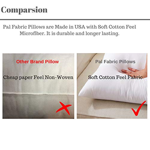 Pack of 4 20x20 Pal Fabric Soft Cotton Feel Microfiber Square Pillow Insert for Sham or Decorative Pillow Made in USA (20x20)