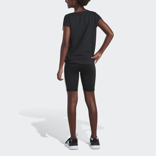 adidas Girls' Little Detached Waistband 3 Stripe Bike Short, Black, Small (7/8)