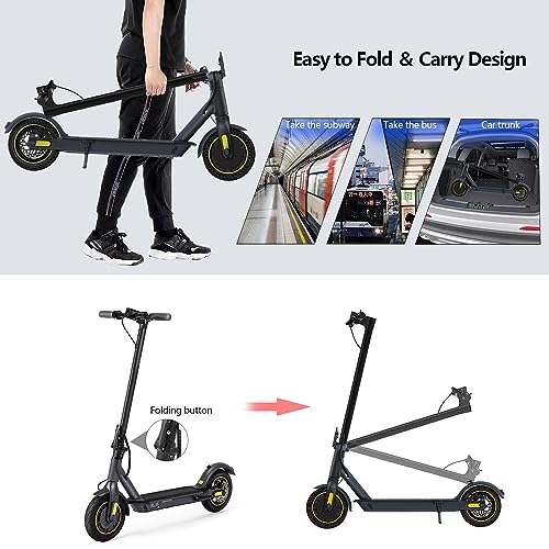 Electric Scooter 10" Solid Tires 600W Peak Motor -19 Mph Speed Folding e Scootefor for Adults,with Smart App,Al Alloy Frame and Dual Brakes