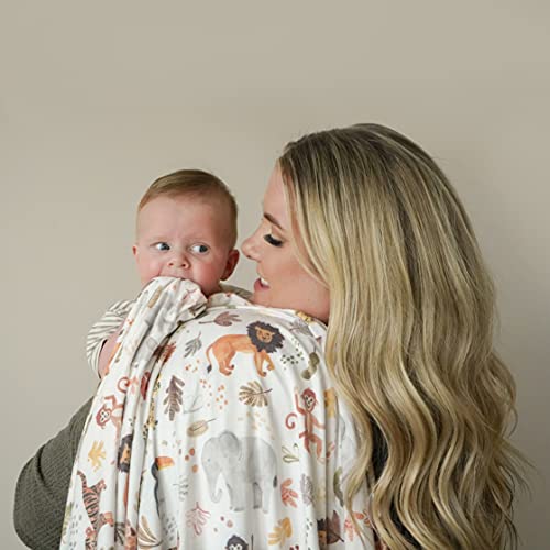 Extra Soft Knit Swaddling Receiving Blanket Wild Safari by Village Baby