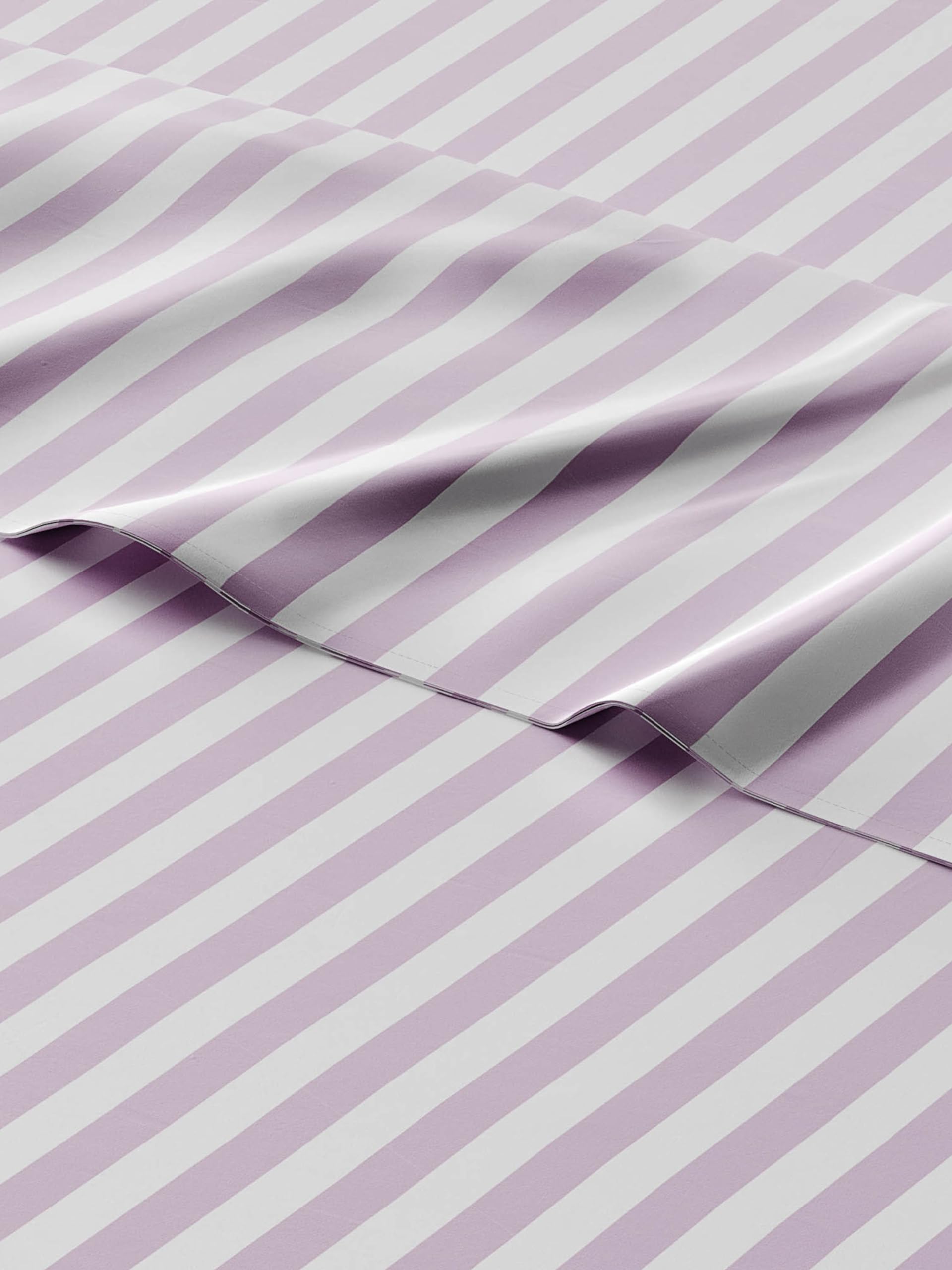 Kids Pink Pinstripes Full 4 Piece Sheet Set - Boys, Girls, Teens, Toddler - Easy Fit Deep Pockets - Breathable, Hotel Quality Sheets - Machine Washable - Wrinkle Free - Cute, Cozy, Soft - CGK Linens