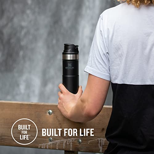 Stanley Trigger Action Travel Mug 0.47L Matt Black β Keeps Hot for 7 Hours - BPA-free Stainless Steel Thermos Travel Mug for Hot Drinks - Leakproof Reusable Coffee Cups