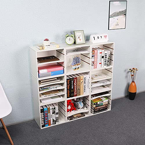 PAG Office Supplies Desk Organizer Wood File Mail Sorter with 3 Adjustable Drawer Boards,White