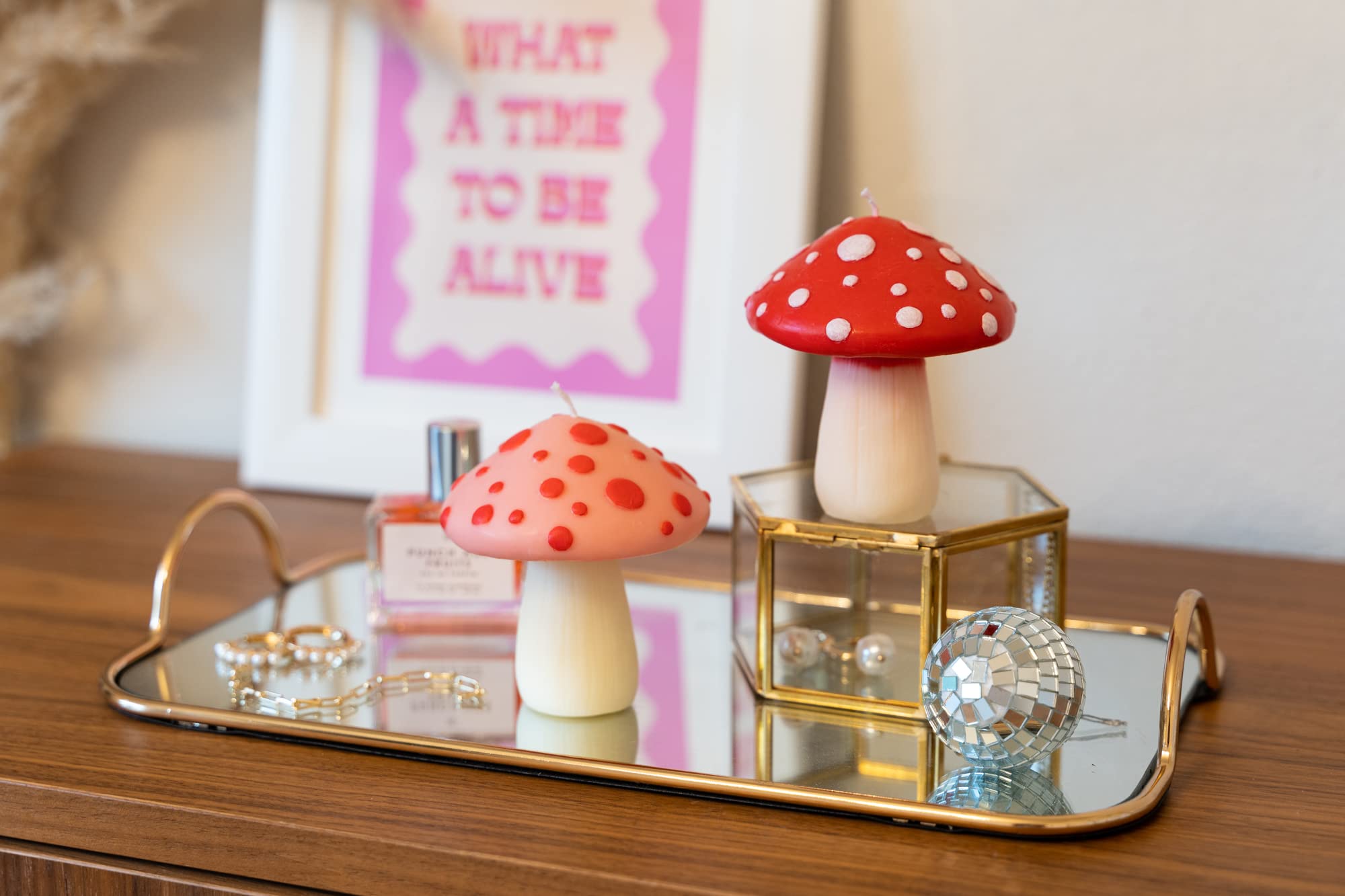 Havenstone Home Mushroom Candle (Pink) - Unscented Soy Wax, 4x3.5 inches, Decoration