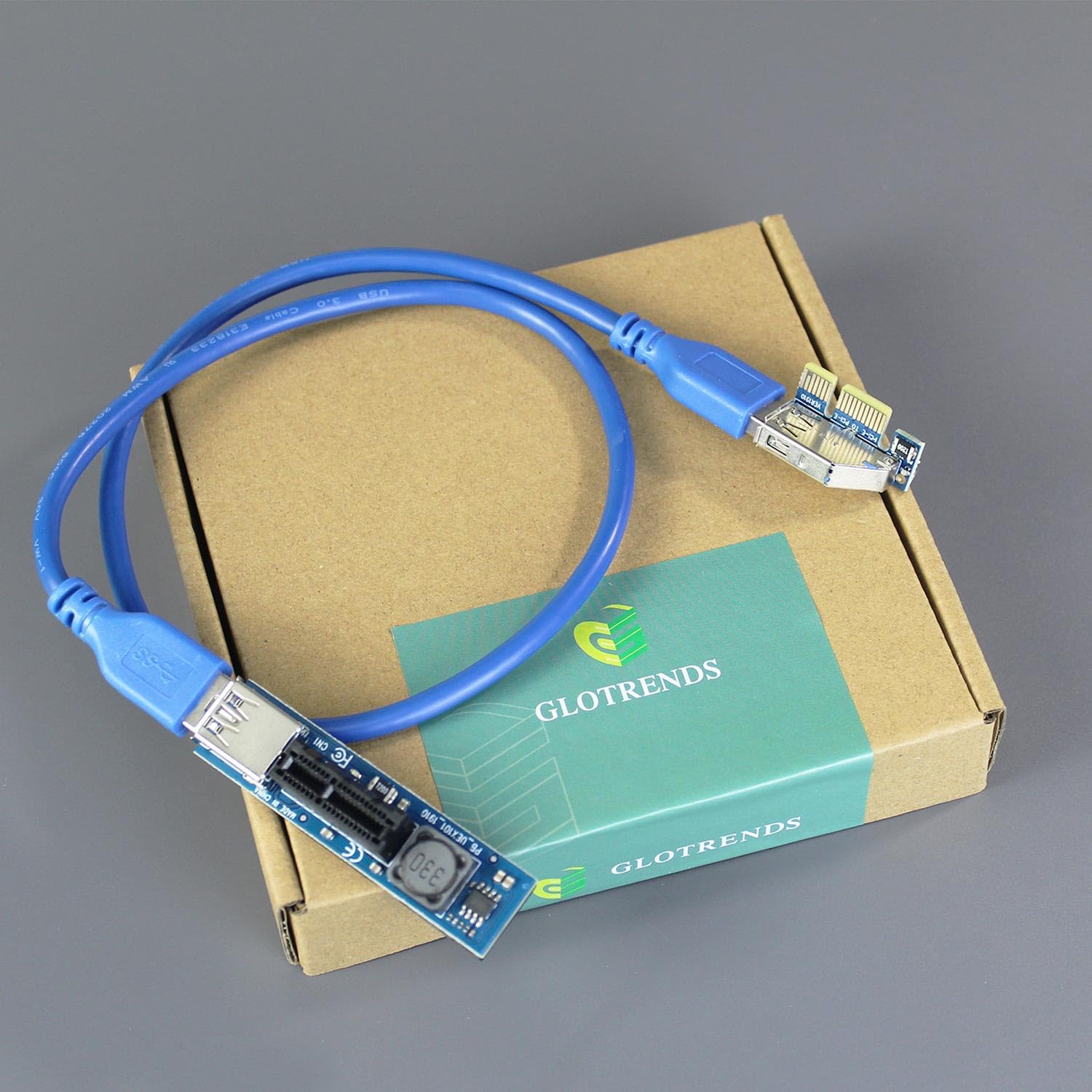 GLOTRENDS UEX101 600mm PCIe 3.0 X1 Riser Cable for PCIe WiFi Card, M.2 PCIe Card, Firewire Card, USB PCIe Card, Sound Card, etc