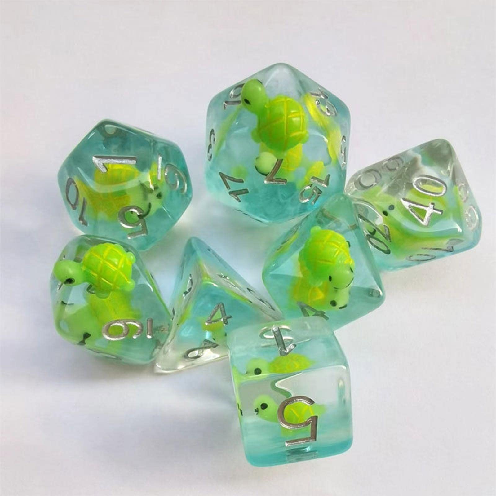 7X Cartoon Multi Sided Dices Set with Animals Turtle Pattern Family Table Game for Party Supplies Table Board Cafe Wedding Role Playing Game