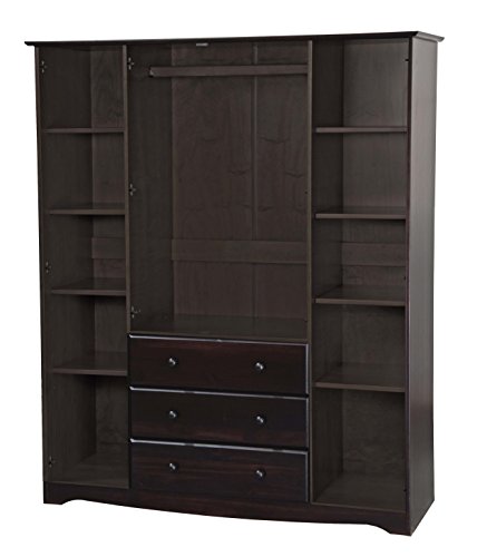 Palace Imports 100% Solid Wood Set of 4 Small Shelves for Family Wardrobe ONLY, Java, 16 Metal Pins Included