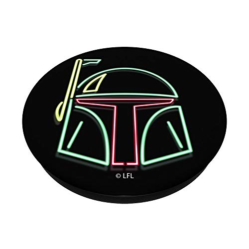 Star Wars Boba Fett Neon Line Art Helmet PopSockets PopGrip: Swappable Grip for Phones & Tablets