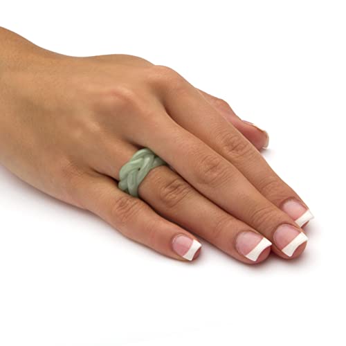PalmBeach Jewelry Genuine Green Jade Braided Eternity Ring Sizes 6-12 Size 10