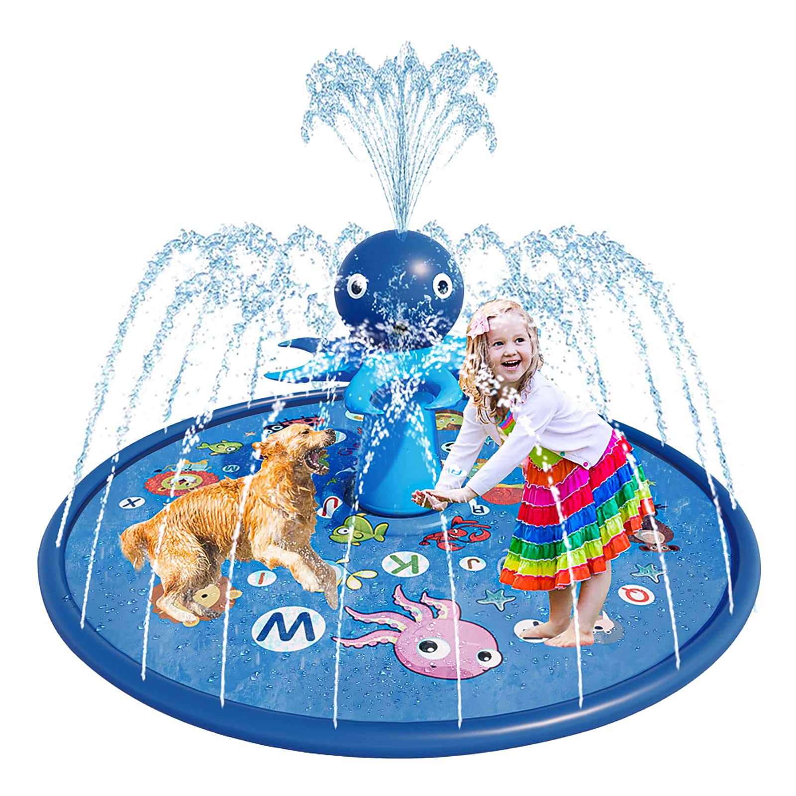 Blasland Splash Pad for Kids, Octopus Sprinkler for Toddlers, 67" Inflatable Summer Water Toys, Wading Kiddie Pool, Baby Pool, Outdoor Play Mat for 2 3 4 5 6 7 8 Years Old Boys Girls