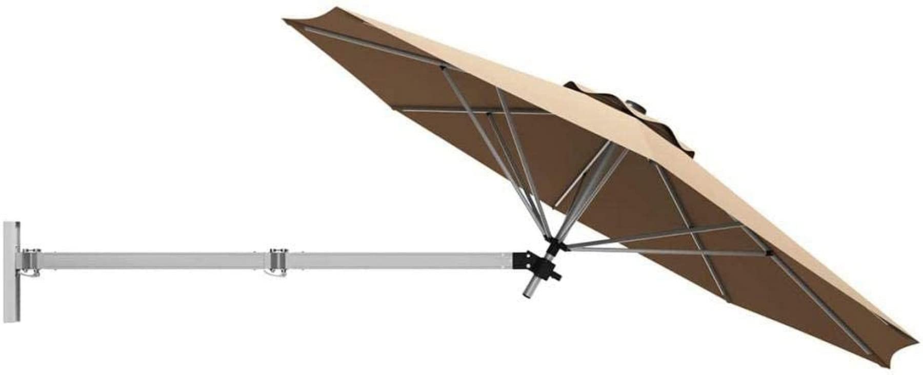 8 FT Wall Mounted Patio Umbrella Outdoor Wall Umbrella with Adjustable Pole Tilting Sunshade Umbrella with Wind Vent