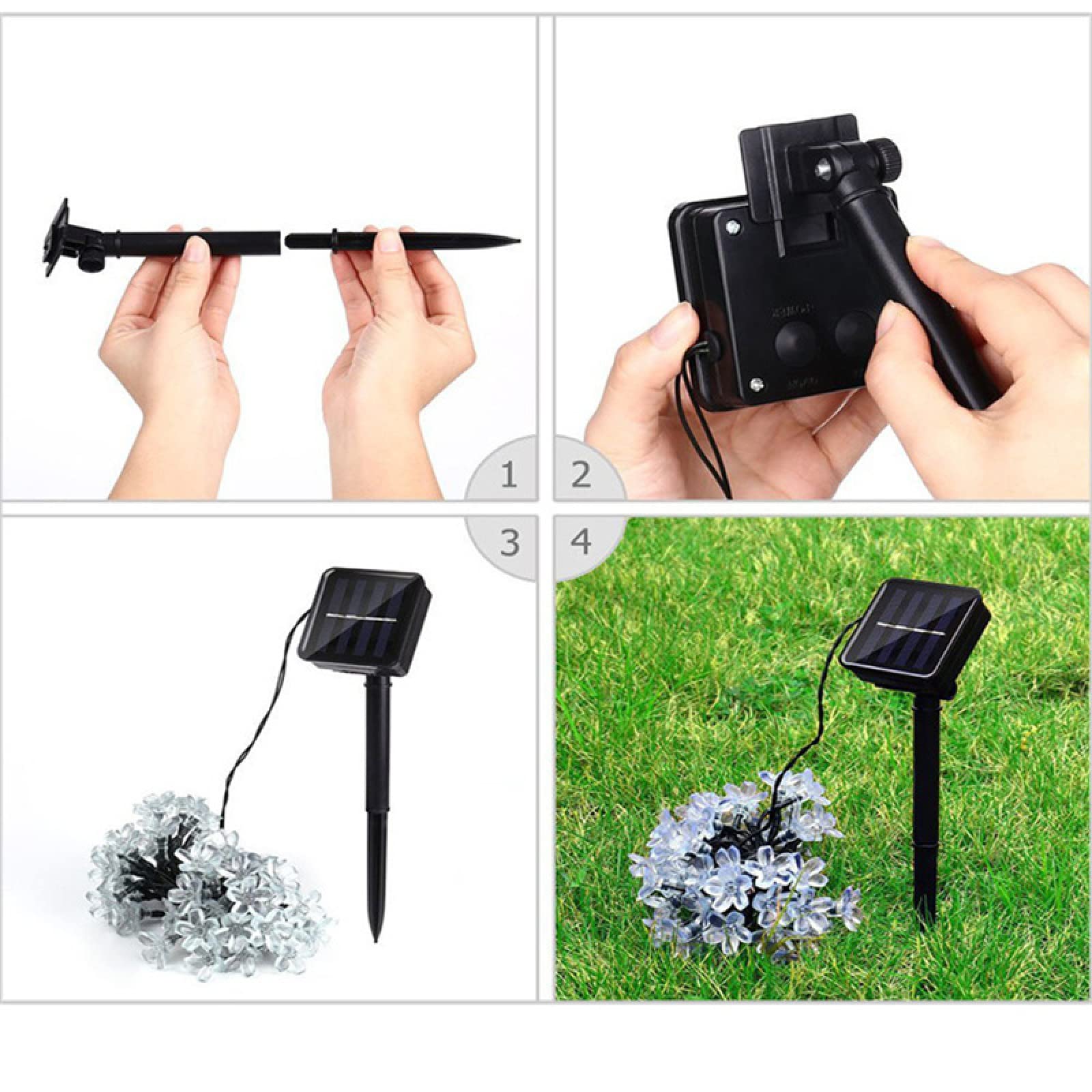 Christmas Lights,LED Solar String Lights, Outdoor Waterproof Flower Shape 8Mode Christmas Fairy Lights, Party Wedding Home Garden Decoration, 12m 100led